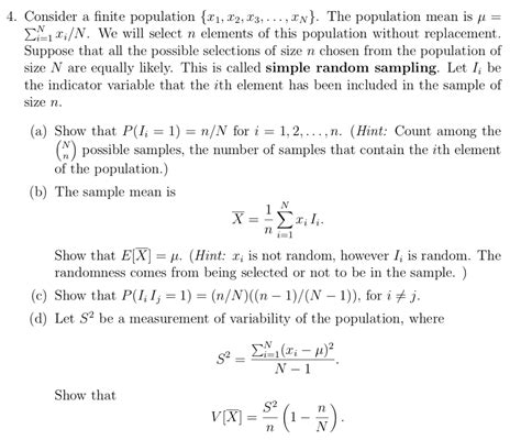Solved Consider A Finite Population Xi X X Chegg Com
