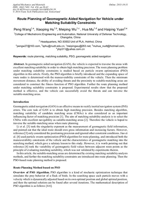 Route Planning Of Geomagnetic Aided Navigation For Vehicle Under