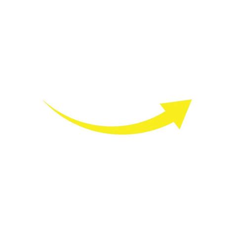 Eps10 Yellow Vector Curved Or Directional Arrow Icon Isolated On White Background Indicated Or