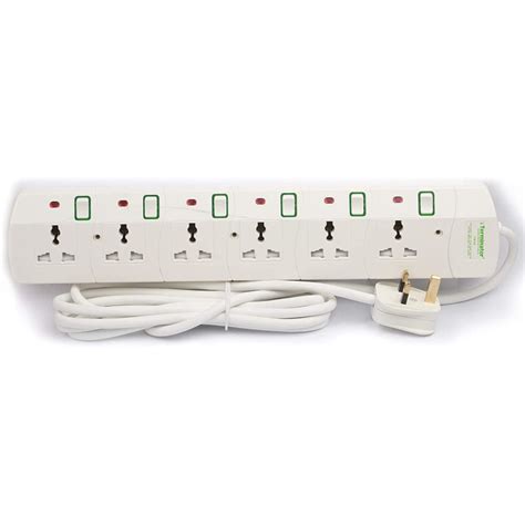 Terminator 6 Way Universal Power Extension Socket With 3m Cable Tpb 6g