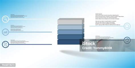 3d 그림 인포 그래픽 템플릿입니다 양각 된 큐브는 가로로 5 개의 색상 부분으로 나뉩니다 개체는 파란색 흰색 배경에 배치 됩니다 표지판이 있는 선은 양쪽에 있습니다