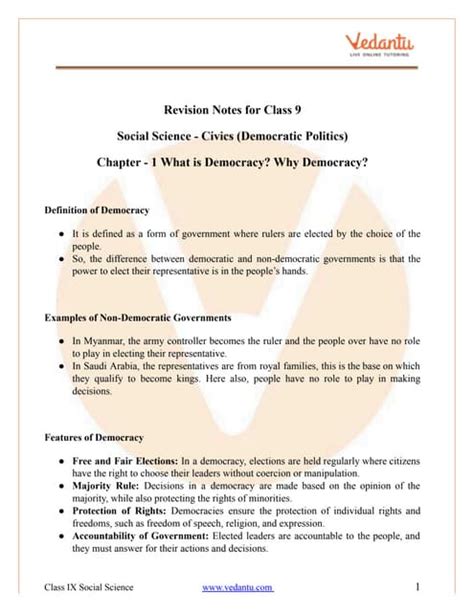 Civics Chapter 1 What Is Democracy Why Democracy Class 9 Notes Pdf Pdf