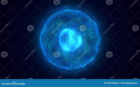 Blue Energy Glowing Sphere Futuristic Atom From Electric Magic Particles Stock Footage Video