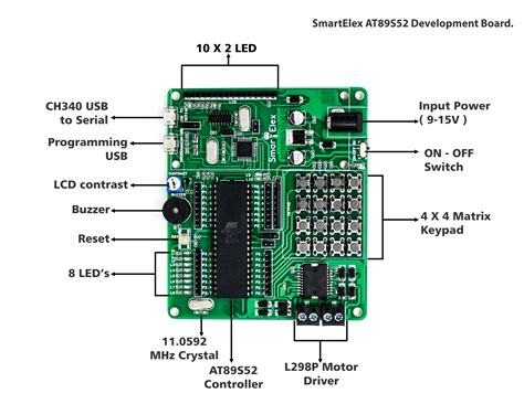 smartelex at89s52 development board with lcd robotools