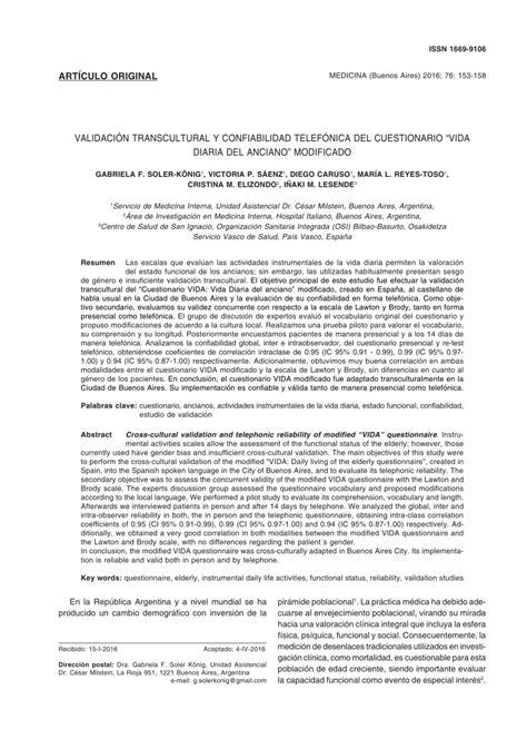 Pdf Cross Cultural Validation And Telephonic Reliability Of Modified Vida Questionnaire