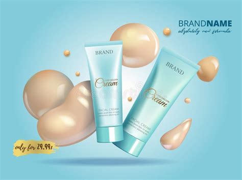 Cosmetic Product Tube Ad With Beige Liquid Splash Concept Of