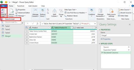 How To Merge Or Combine Tables In Excel