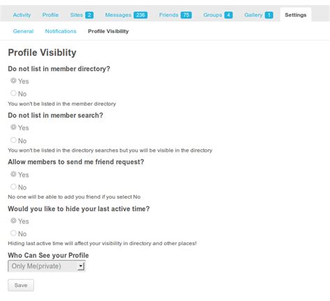 Buddypress Profile Visibility Manager Control Profile Privacy
