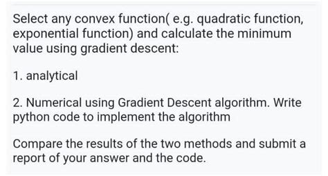 Solved Select Any Convex Function Eg Quadratic Function