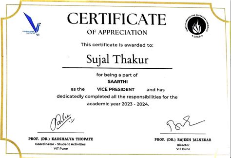 Sujal Thakur On Linkedin Saarthi Leadership Vit Achievement Epec