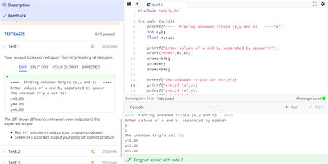Solved Description Testcases Feedback Your Output Looks