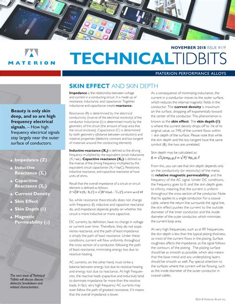 Skin Effect And Skin Depth Impedance Is The Relationship Between Voltage As A Consequence Of