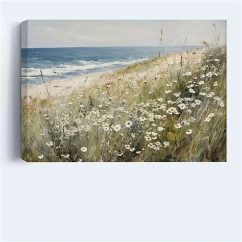 빈티지 해안 야생화 들판 풍경 캔버스 아트 1pc 침실용 벽걸이 해변 테마 가족 가정 장식 영어 걸기 준비 Temu Republic Of Korea
