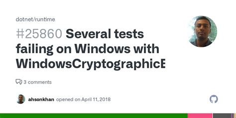 Several Tests Failing On Windows With Windowscryptographicexception
