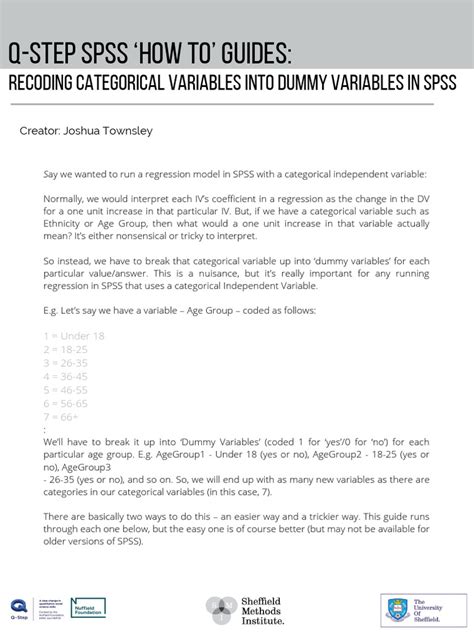 Website Worksheets Spss Recoding Categorical Variables Pdf Categorical Variable Statistics