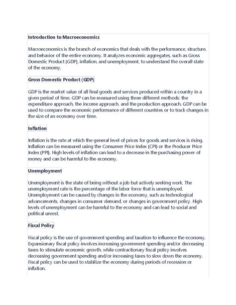 Introduction To Macroeconomics Introduction To Macroeconomics Macroeconomics Is The Branch Of