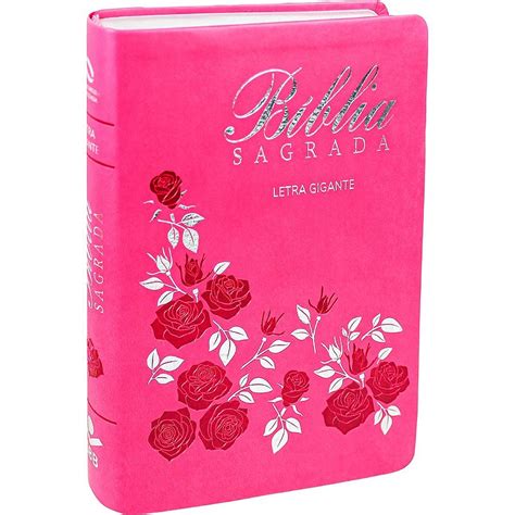 Bíblia Sagrada Nova Almeida Atualizada Naa Letra Gigante Capa Luxo Pink Rosas Leitor