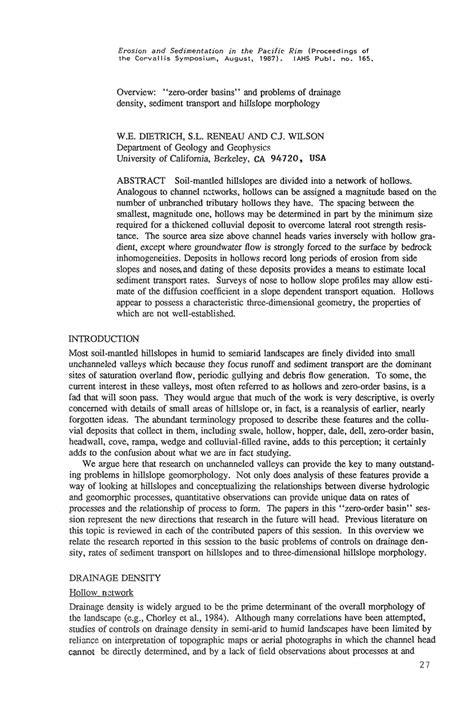 Pdf Overview Zero Order Basins And Problems Of Drainage Density