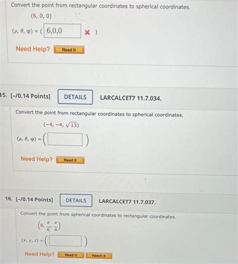 Solved Convert The Point From Rectangular Coordinates To