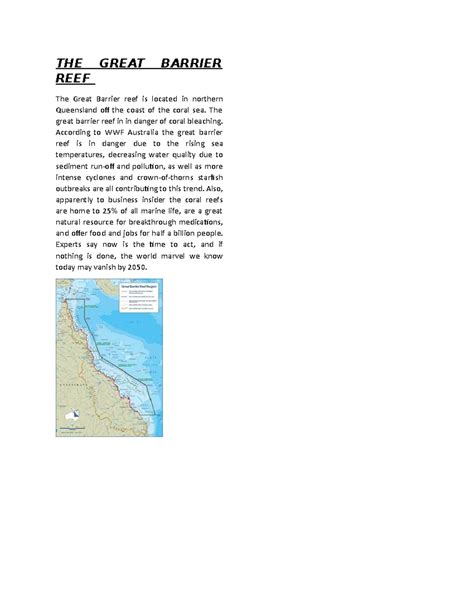 The Great Barrier Reef Example The Great Barrier Reef The Great