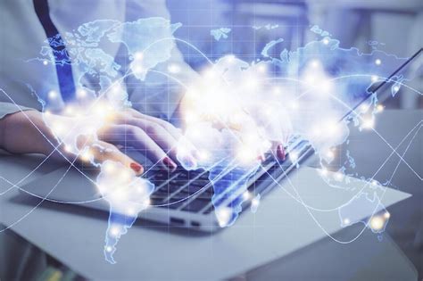 Premium Photo Multi Exposure Of Woman Hands Typing On Computer And