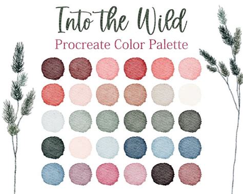 Boho Palette Procreate Blue Tones Color Bohemian Style Rose Watercolors Procreate Palette Grey