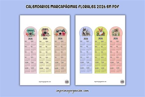Calendarios 2026 Marcapáginas Florales En Pdf Gratis