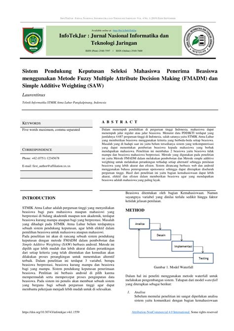 Pdf Sistem Pendukung Keputusan Seleksi Mahasiswa Penerima Beasiswa Menggunakan Metode Fuzzy
