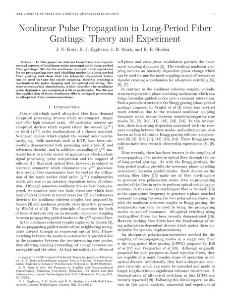 Pdf Nonlinear Pulse Propagation In Long Period Fiber Gratings Theory