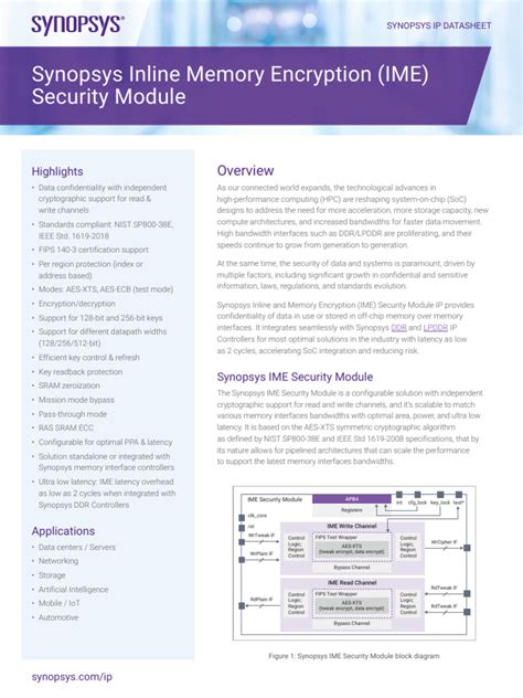 Ime Ddr Inline Memory Encryption Security Module Pdf System On A