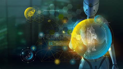 Cryptocurrency Infographics From A Robot Operator 3d Render Stock