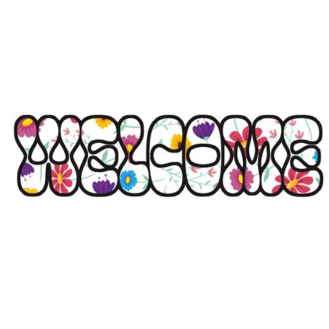 Flower Welcome Png Fancy Font Digital Download Floral Flower Welcome