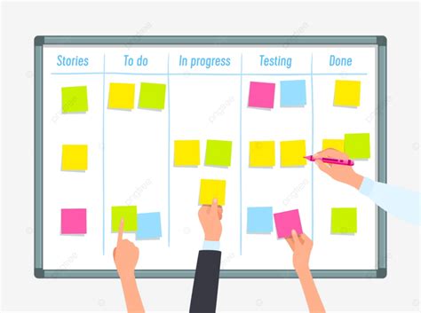 Scrum Task Board With Hands Organize Tasks Plan PNG And Vector With Transparent Background