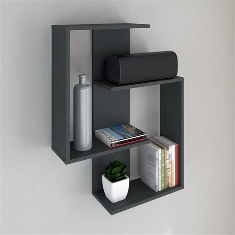 Поличка навісна 85х65х19 6 Книжкова полиця настінна для книг полиця в офіс спальню Антрацит