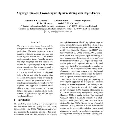 Aligning Opinions Cross Lingual Opinion Mining With Dependencies Acl Anthology