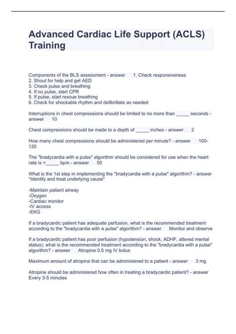 Advanced Cardiac Life Support ACLS Training Questions And Answers Latest Updated 2023 Acls