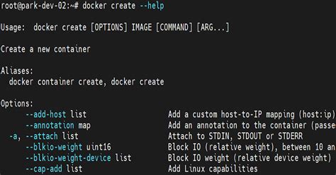Docker Container Create 명령어