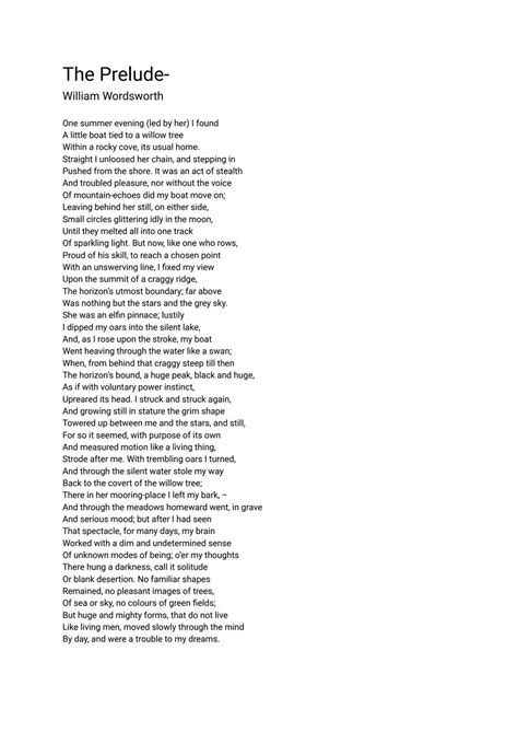 The Prelude Gcse Poem Detailed Line By Line Annotation And Analysis