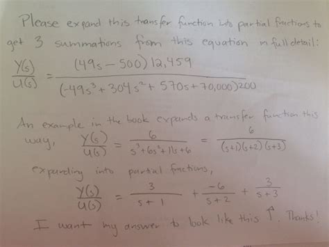 Solved Expand This Transfer Function Into Partial Fractions