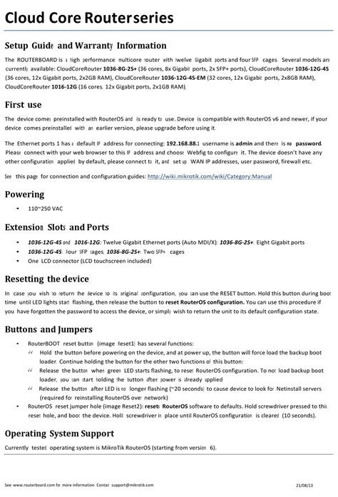 ROUTERBOARD CLOUD CORE SERIES NETWORK ROUTER SETUP MANUAL ManualsLib