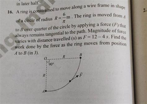In Later Half 16 A Ring Is Constrained To Move Along A Wire Frame In Sh
