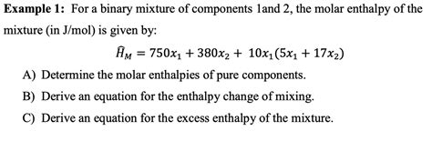 Answered Example 1 For A Binary Mixture Of Bartleby