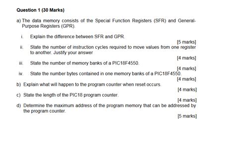 Solved Question 1 30 ﻿marks ﻿a ﻿the Data Memory Consists