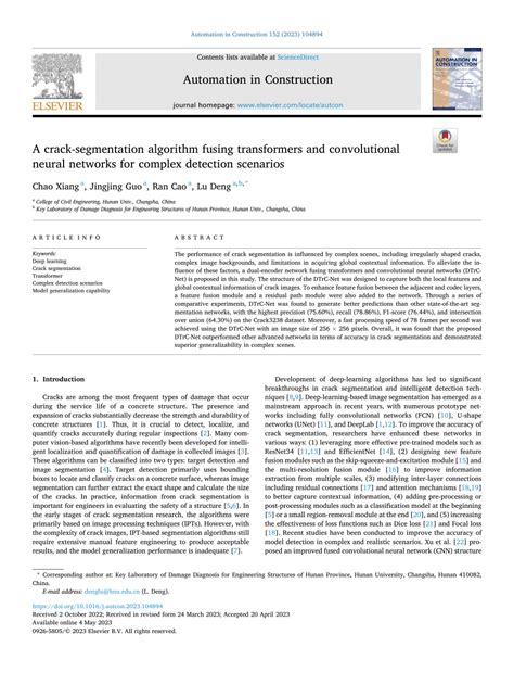 Pdf A Crack Segmentation Algorithm Fusing Transformers And