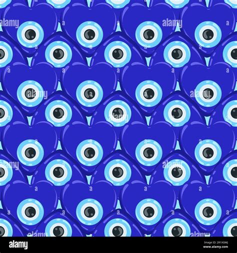 Evil Eye Pattern Greek Heart Bead And Turkish Blue Nazar Seamless