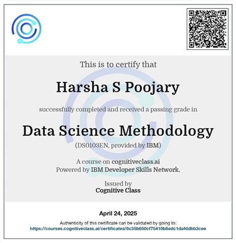 Datascience Ibm Cognitiveclass Certification Lifelonglearning Harsha S Poojary