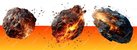Premium Psd Burning Meteor Rocks Exploding