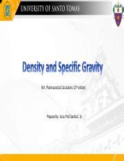 Density And Specific Gravity Pdf Ref Pharmaceutical Calculations