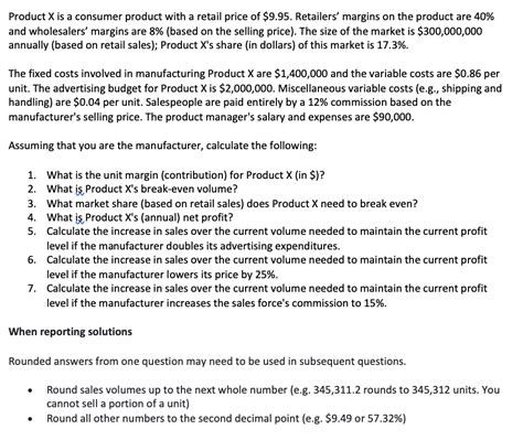 Solved Product X Is A Consumer Product With A Retail Price Chegg Com
