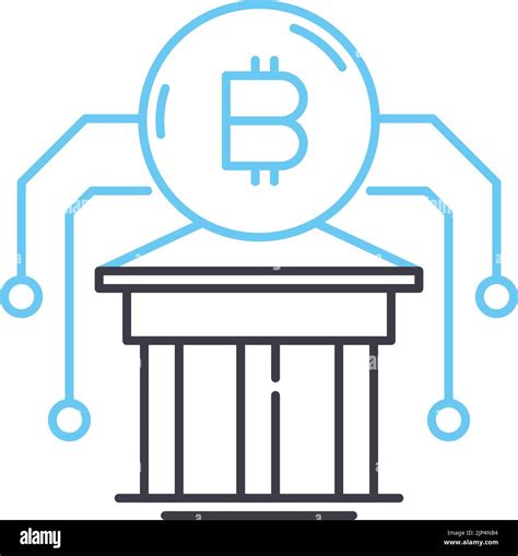 Blockchain Banking Line Icon Outline Symbol Vector Illustration